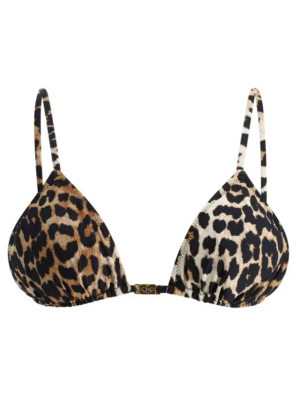 GANNI Leopard Print Bikini Top