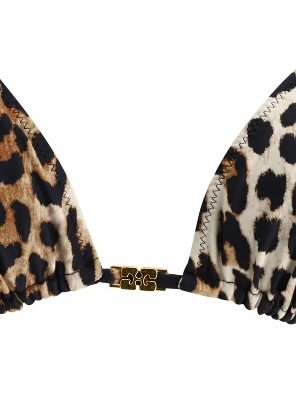 GANNI Leopard Print Bikini Top