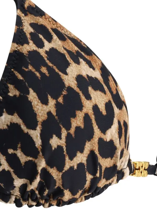 GANNI Leopard Print Bikini Top
