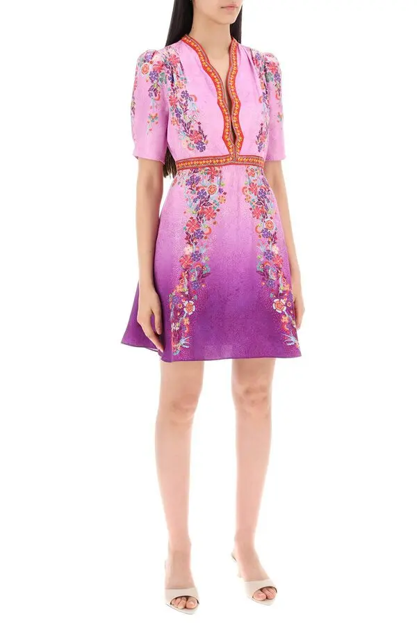 saloni purple dress SALONI Women's Tabitha Short Dress, Zinnia Gradient Plmt, Purple, Floral, 6  at Amazon Women's Clothing store
