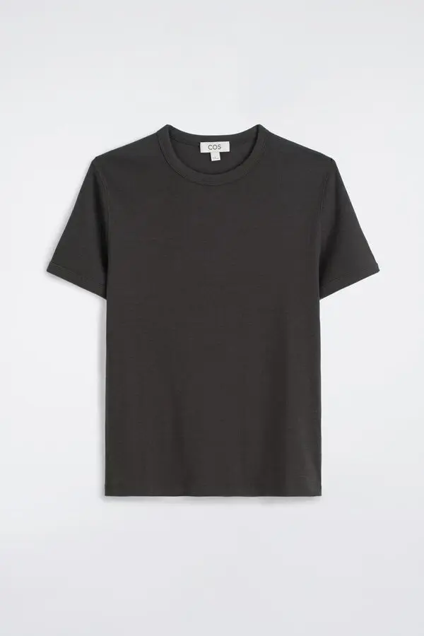 Cos Slim Ribbed Cotton T-shirt - Brown