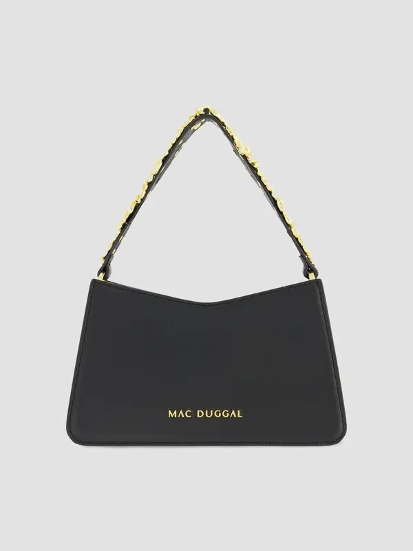 Mac Duggal Floral-strap Leather Shoulder Bag