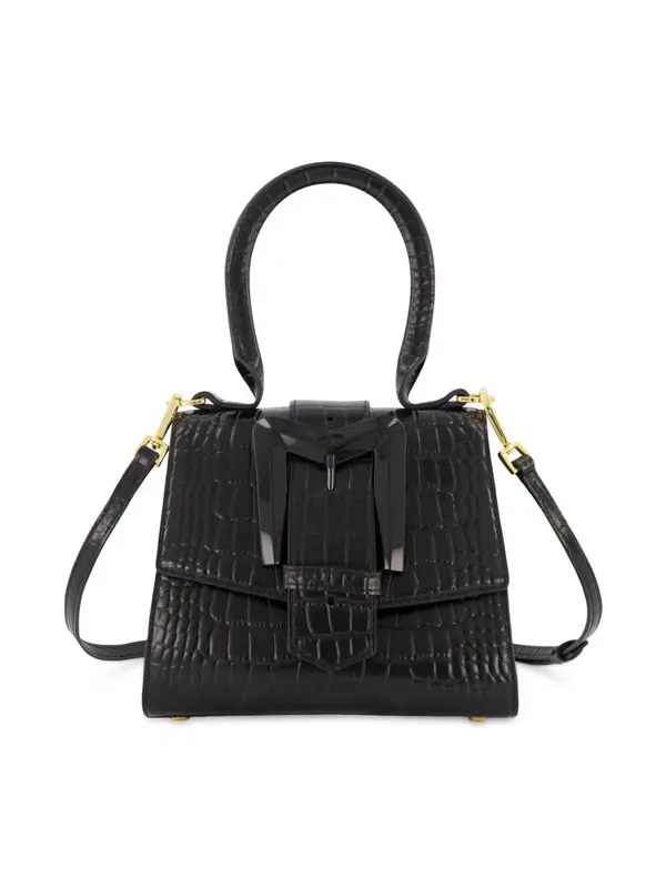 Mac Duggal Crocodile-embossed Leather Top Handle Bag