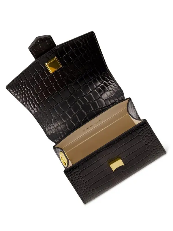 Mac Duggal Crocodile-embossed Leather Top Handle Bag