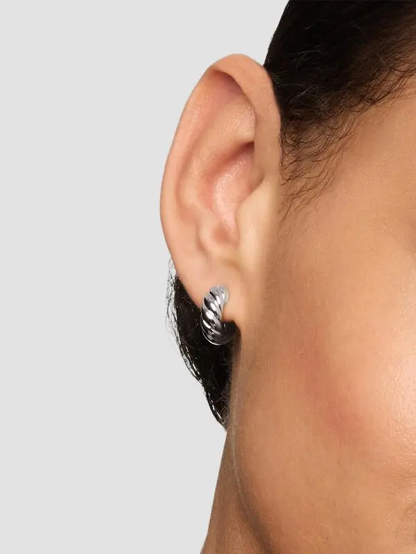 David Yurman Sculpted Cable Hoop Earrings In Sterling 14.4mm