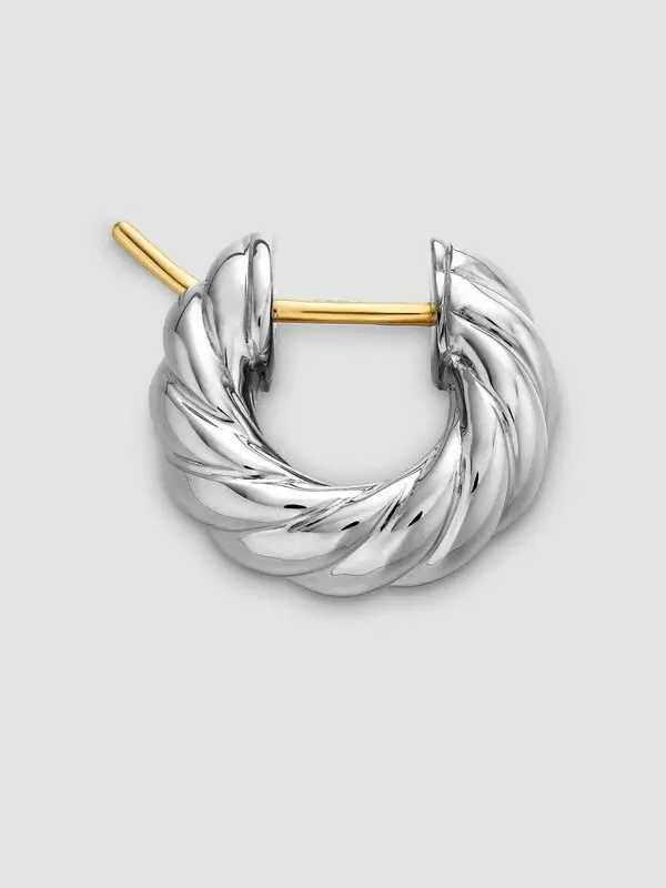David Yurman Sculpted Cable Hoop Earrings In Sterling 14.4mm