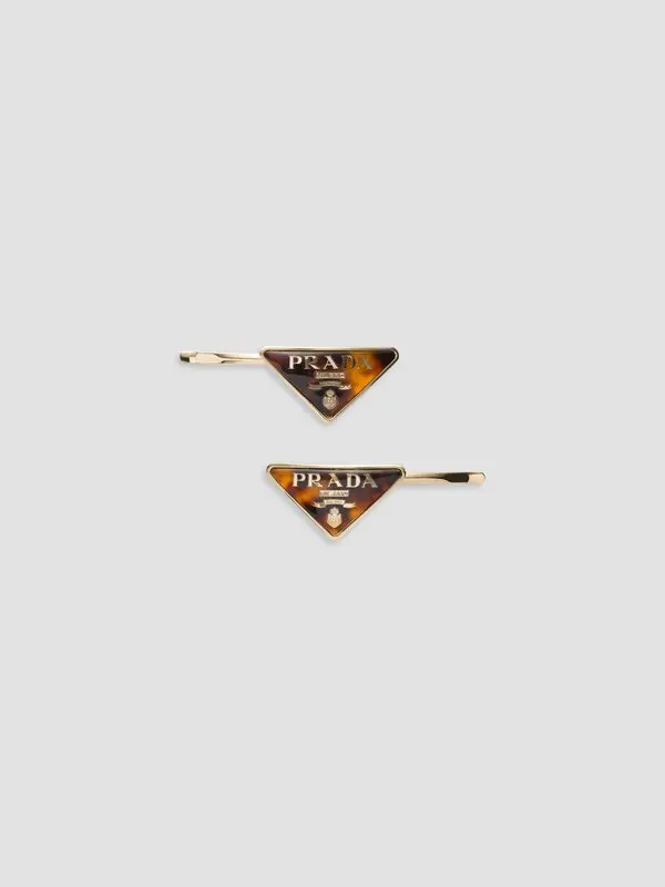 Prada Plexiglas And Metal Barrette - Beige