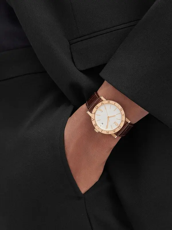 BVLGARI 18k Rose Gold & Alligator Leather Strap Watch/38mm