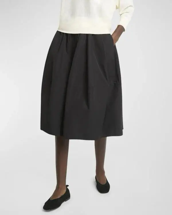 Co Cotton Midi Bubble Skirt - Black