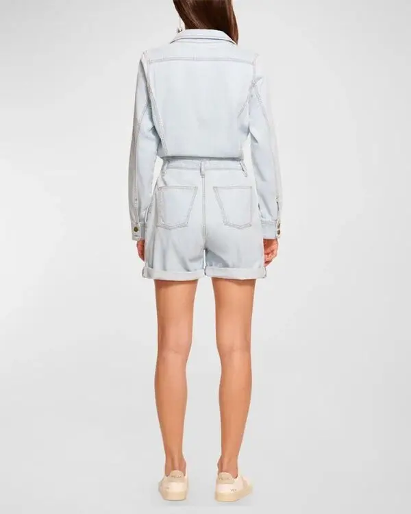 Ramy Brook Lavinia Long-sleeve Denim Romper