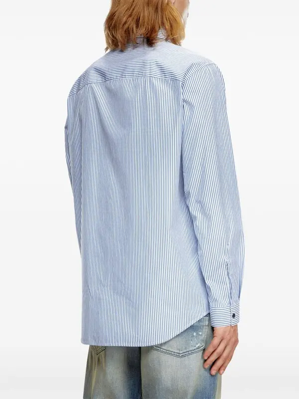 DIESEL® Embroidered-logo Striped Poplin Shirt - Blue
