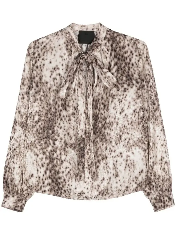 Givenchy Leopard-print Silk Blouse - Brown