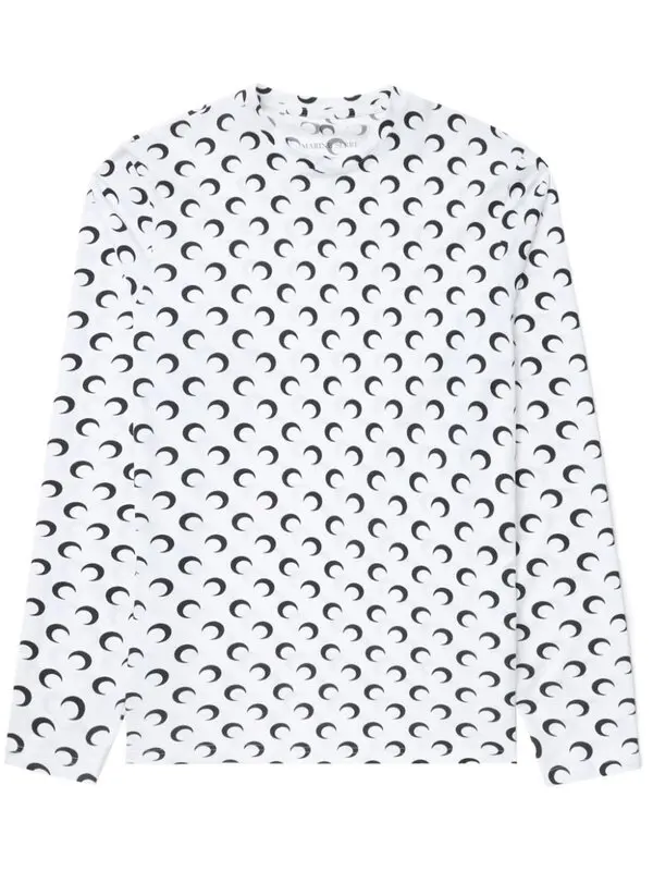 MARINE SERRE Moon-print Long-sleeve T-shirt - White