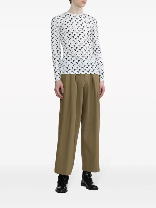 MARINE SERRE Moon-print Long-sleeve T-shirt - White