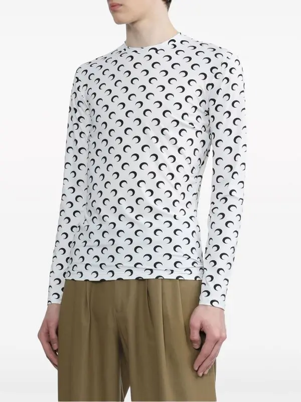 MARINE SERRE Moon-print Long-sleeve T-shirt - White