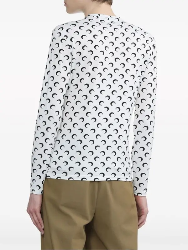 MARINE SERRE Moon-print Long-sleeve T-shirt - White