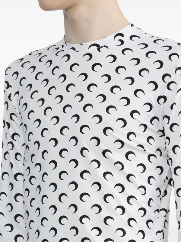 MARINE SERRE Moon-print Long-sleeve T-shirt - White