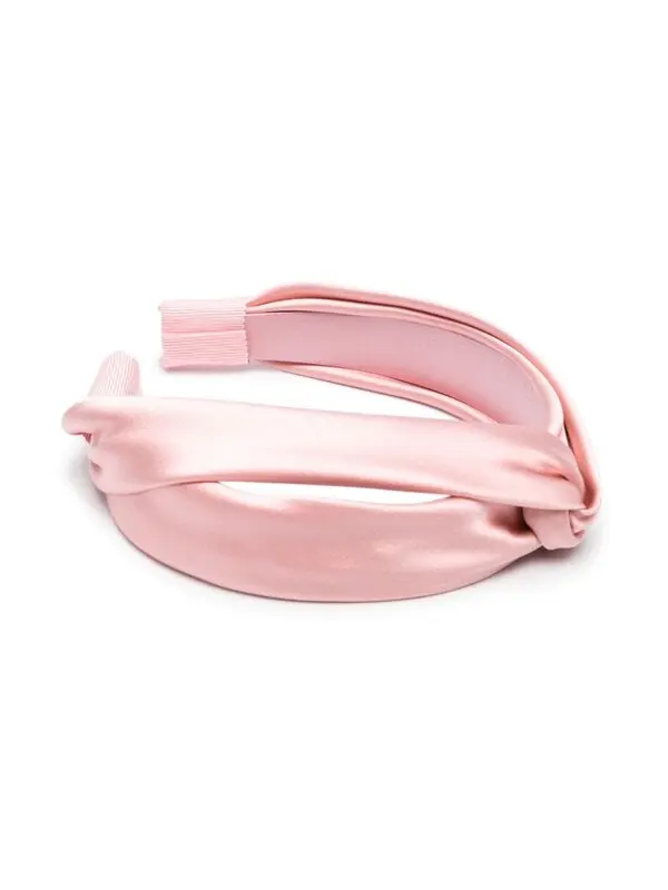 Jennifer Behr Blush Pink Satin Knotted Headband Tori Headband in Satin -- Pinot – Jennifer Behr LLC main image 3