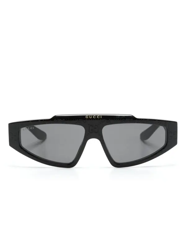 Gucci Gg Supreme Geometric-frame Sunglasses - Black