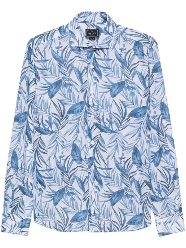 ORIAN Leaf-print Cotton Shirt