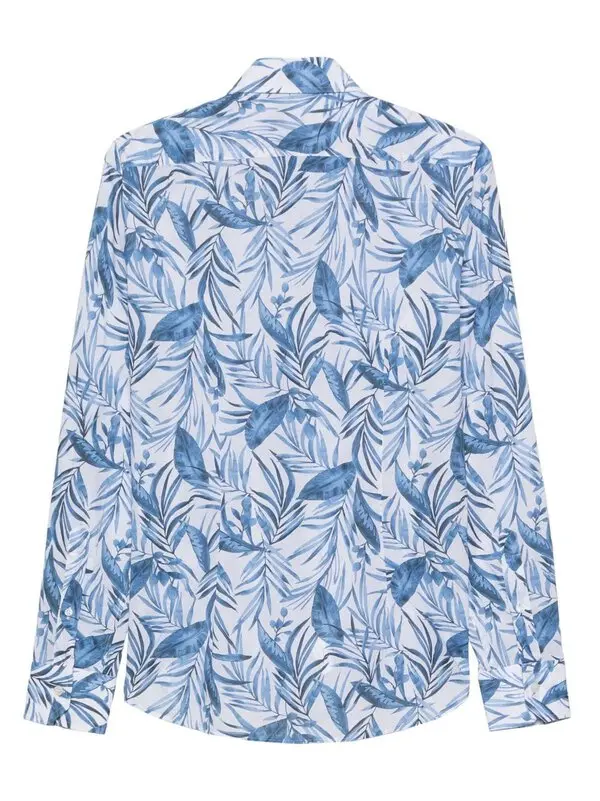 ORIAN Leaf-print Cotton Shirt