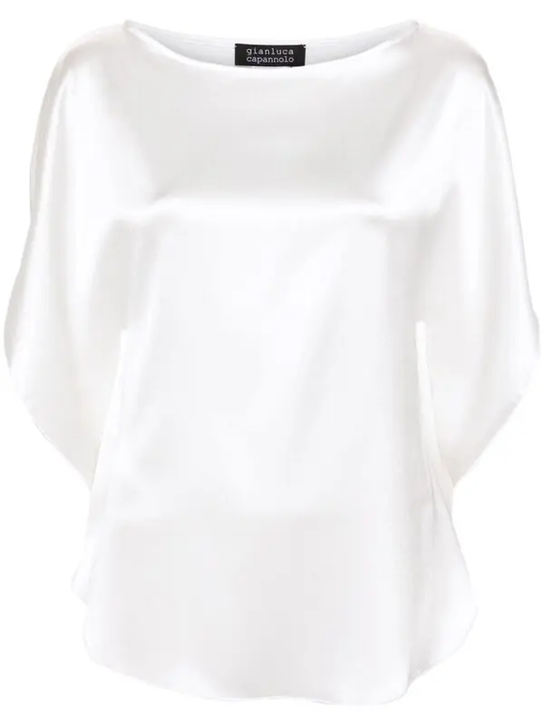 GIANLUCA CAPANNOLO Boat-neck Satin Blouse - White