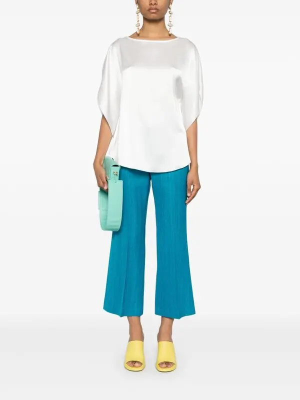 GIANLUCA CAPANNOLO Boat-neck Satin Blouse - White