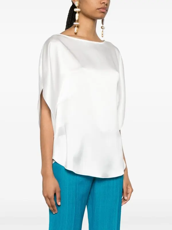 GIANLUCA CAPANNOLO Boat-neck Satin Blouse - White