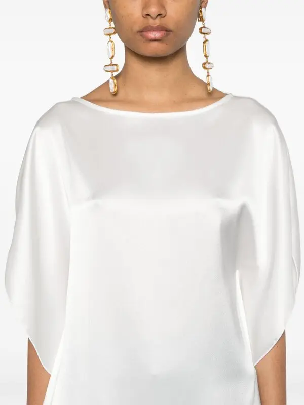 GIANLUCA CAPANNOLO Boat-neck Satin Blouse - White