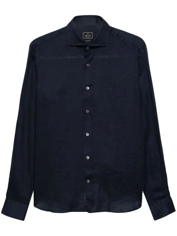 ORIAN Long-sleeve Linen Shirt - Blue