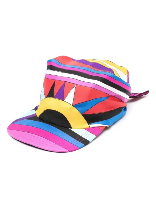 Emilio Pucci Iride-Print Silk Visor - Black | Editorialist display picture 3