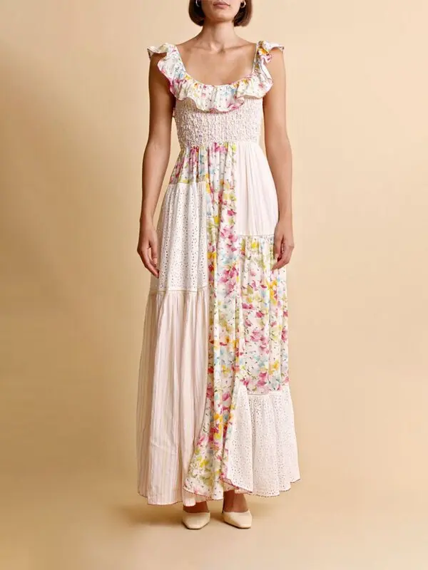 ByTiMo Floral-print Patchwork Maxi Dress