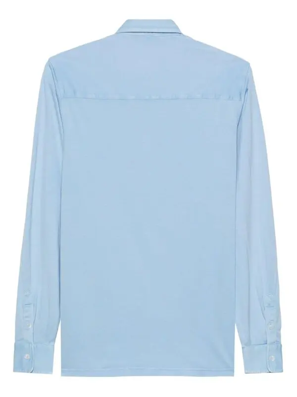 Fedeli Plain Organic-cotton Shirt - Blue