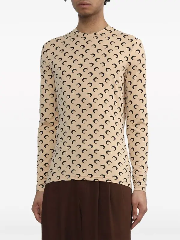 MARINE SERRE Moon-print Long-sleeve T-shirt - Neutrals