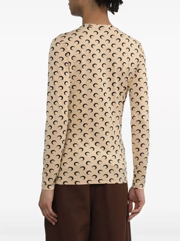 MARINE SERRE Moon-print Long-sleeve T-shirt - Neutrals