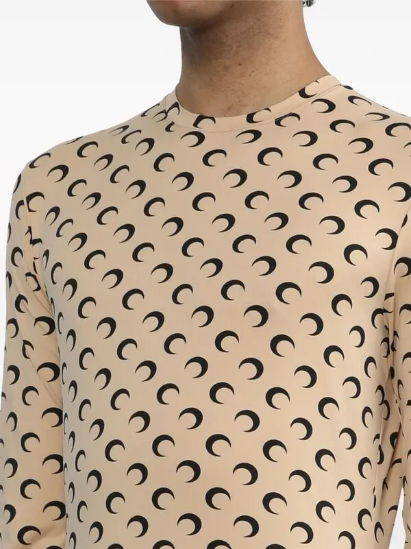 MARINE SERRE Moon-print Long-sleeve T-shirt - Neutrals