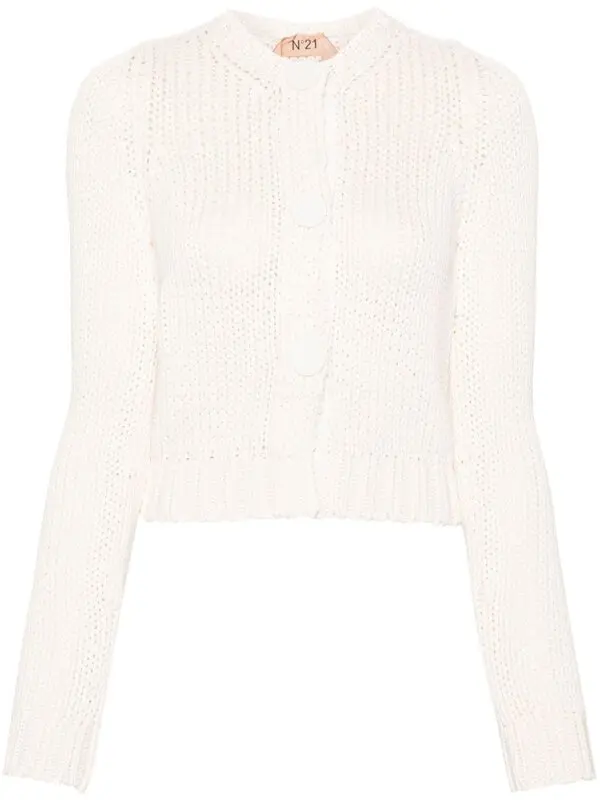 N°21 Press-stud Chunky-knit Cardigan