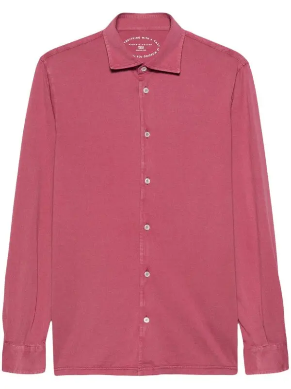 Fedeli Plain Organic-cotton Shirt - Pink