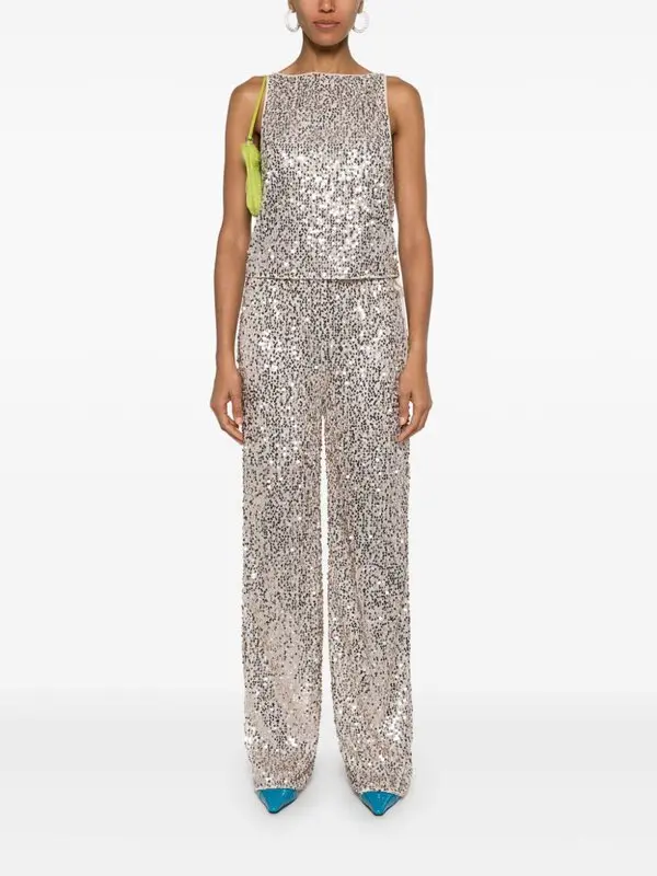 ROTATE BY BIRGER CHRISTENSEN Net Sequin Trousers - Neutrals