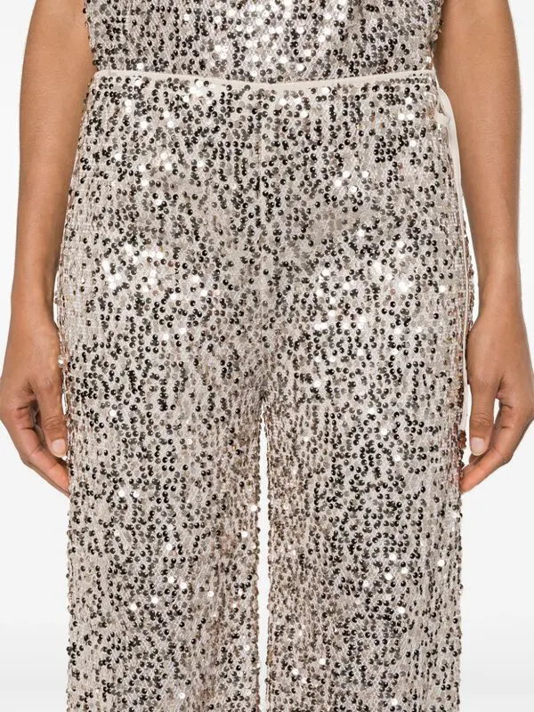 ROTATE BY BIRGER CHRISTENSEN Net Sequin Trousers - Neutrals
