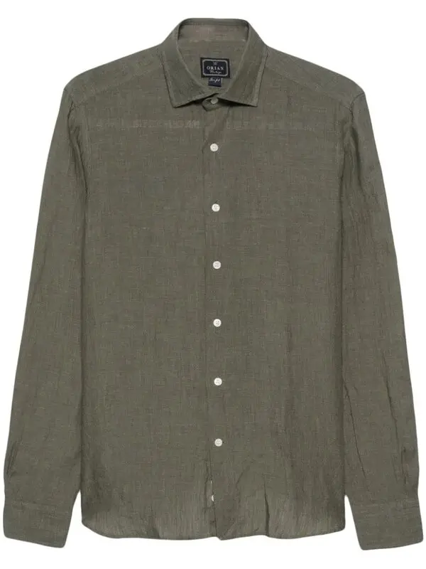 ORIAN Long-sleeve Linen Shirt - Green