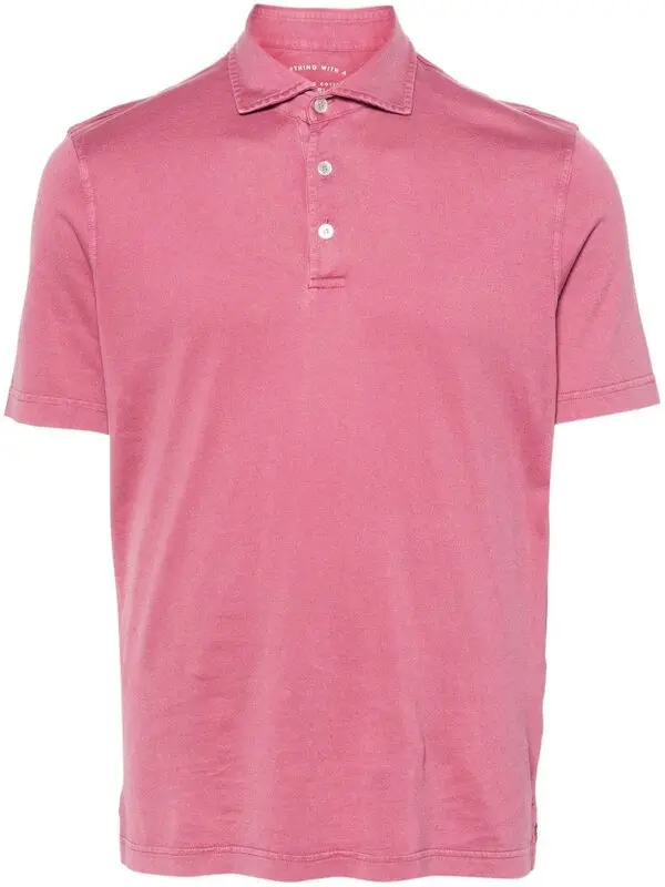 Fedeli Short-sleeve Cotton Polo Shirt - Pink