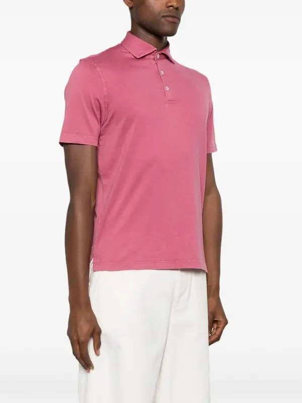 Fedeli Short-sleeve Cotton Polo Shirt - Pink