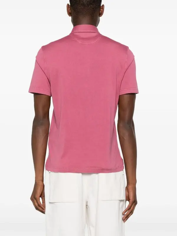 Fedeli Short-sleeve Cotton Polo Shirt - Pink