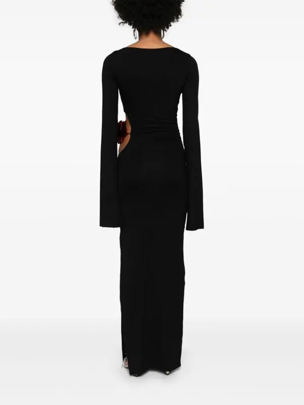 MANURI Floral-appliqué Maxi Dress - Black