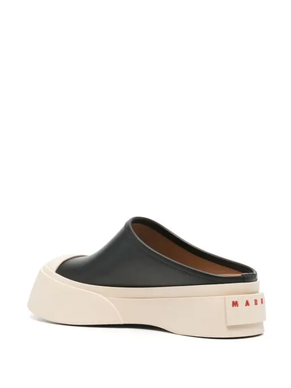 Marni Mary Jane Leather Mules - Black