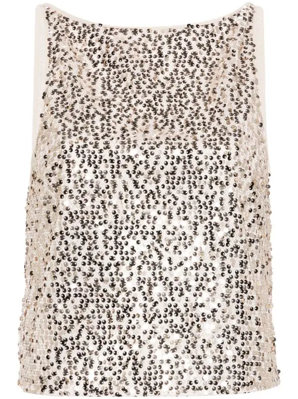 ROTATE BY BIRGER CHRISTENSEN Sequinned Mesh Tank Top