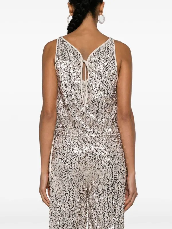 ROTATE BY BIRGER CHRISTENSEN Sequinned Mesh Tank Top