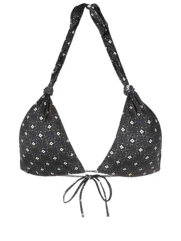 CLUBE BOSSA Graphic-print Bikini Top - Black