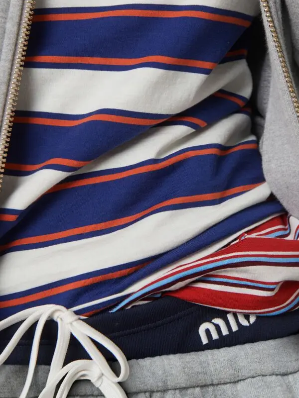 Miu Miu Striped Cotton T-shirt - Blue